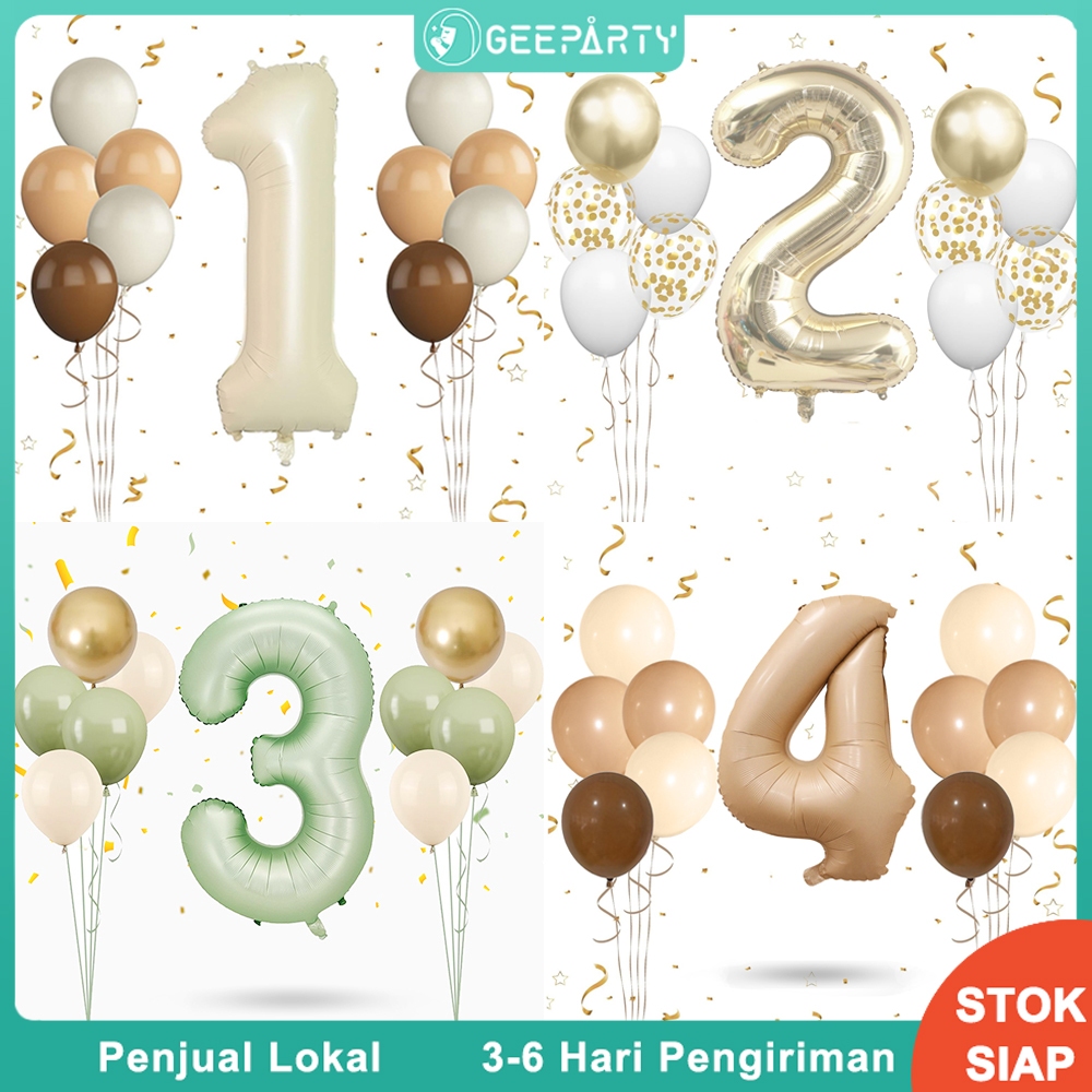 Jual GeeParty Balon Angka 32 Inci Tema Vintage Retro Hijau Emas Putih ...