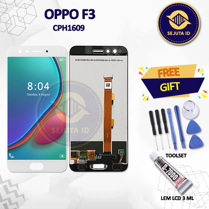 Jual LCD OPPO F3 CPH1609 TOUCHSCREEN ORIGINAL FULLSET [ FREE TOOLSET ...