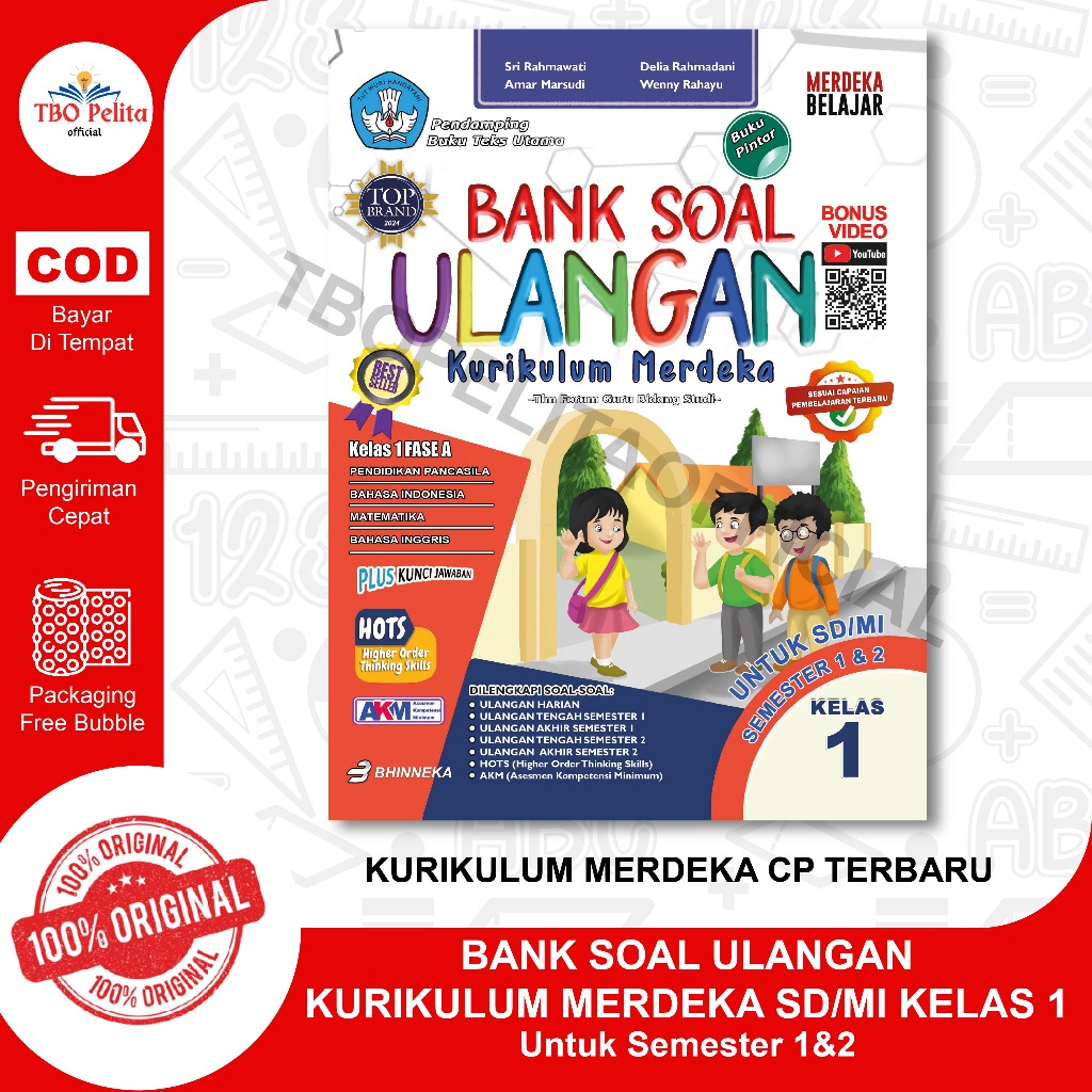 Jual Buku Bank Soal Ulangan Kurikulum Merdeka CP Terbaru SD/MI Kelas 1 (1 Buku isi semester 1&2 ...
