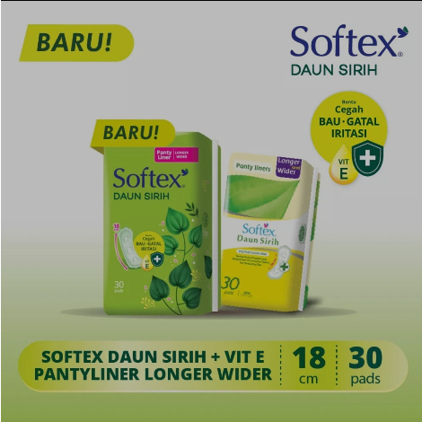 Jual Softex Pantyliner isi 30 Daun Sirih Long & Wider 18CM greentea ...