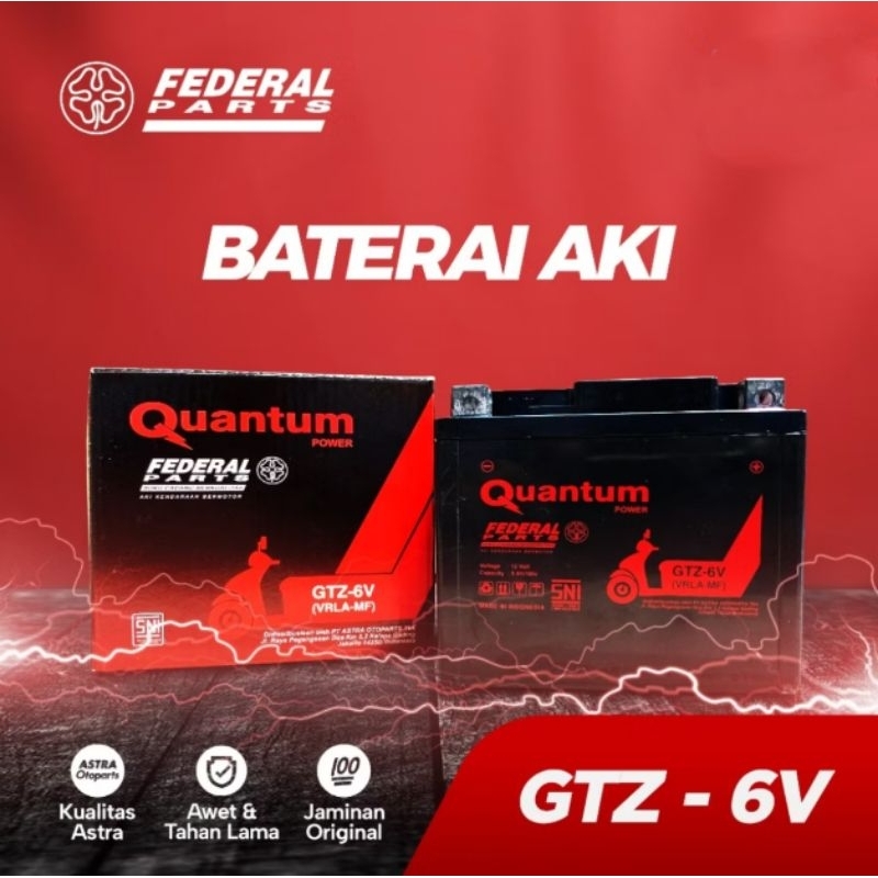 Jual AKI GTZ-6V QUANTUM VRLA-MF FEDERAL PARTS BATTERY ISS (Idling Start Stop) | Shopee Indonesia