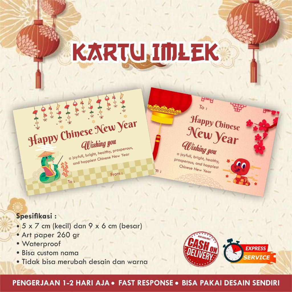 Jual Kartu Imlek Polosan 2025 / Sinchia card / Imlek Card / Kartu ...