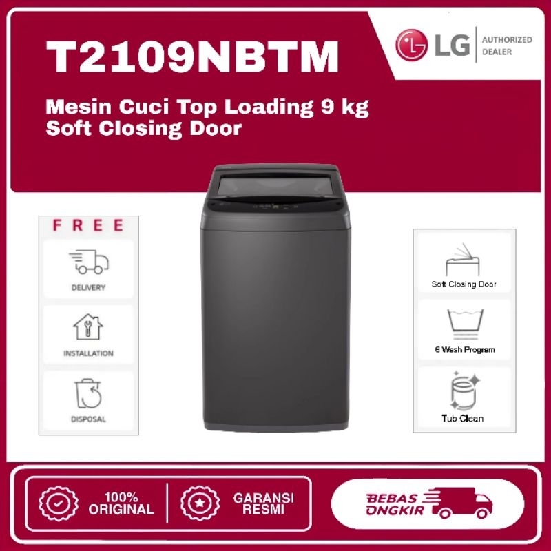 Jual LG T2109NBTM Mesin Cuci 1 Tabung 9kg Top Loading Soft Closing Door ...