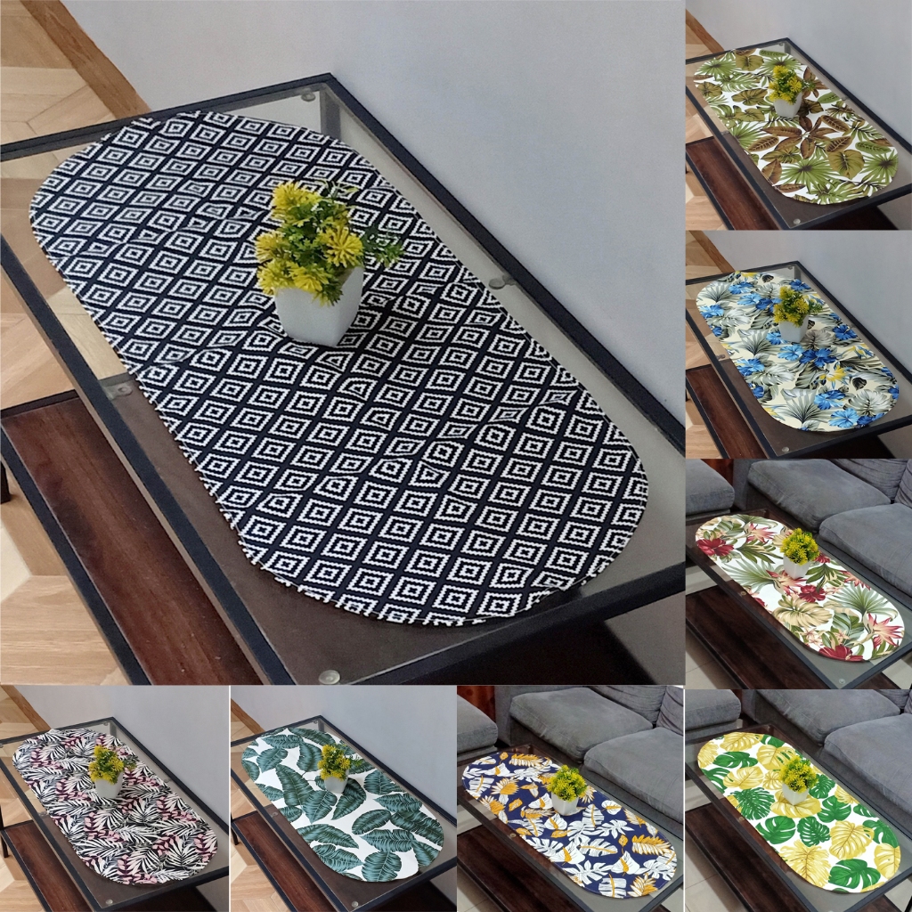 Jual Taplak Meja Oval uk.35x85cm Bahan Kain Kanvas Premium Tebal Cantik ...