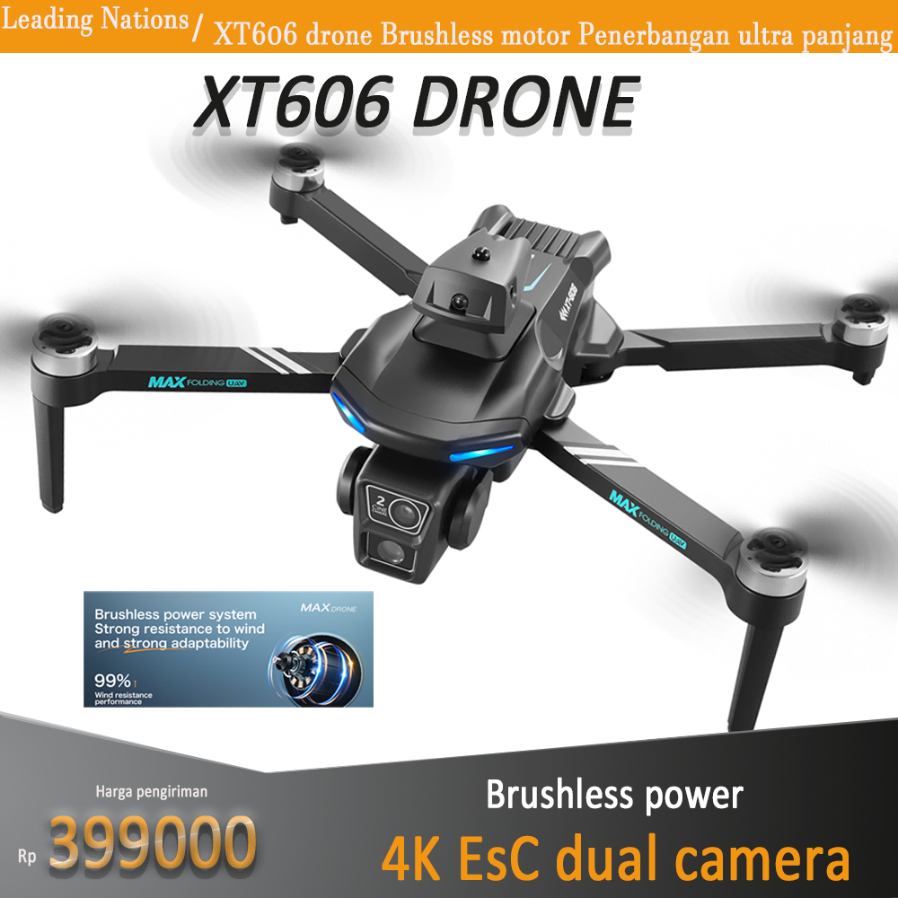 Jual XT606 Brushless Motor Drone, Large Battery Long Range, 4K HD Dual ...