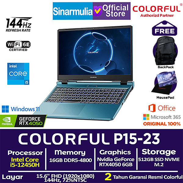 Jual Laptop Gaming COLORFUL EVOL P15 i5-12450H RTX4050 512GB SSD 16GB ...
