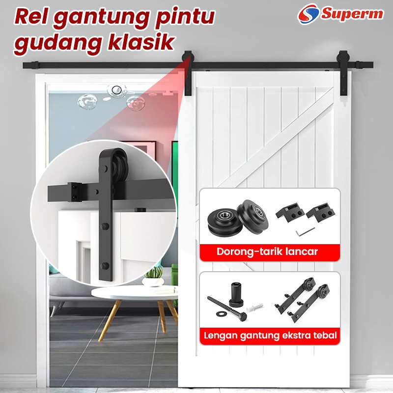 Jual Baja Kit Katrol Senyap Barn Door/ Rel Pintu Geser Kamar Mandi ...