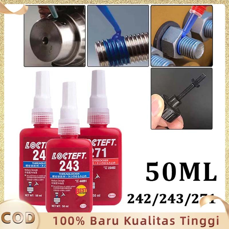 Jual 271/242/243 Lem Drat Baut Threadlocker Lem Baut 50ml Lem Penguat ...