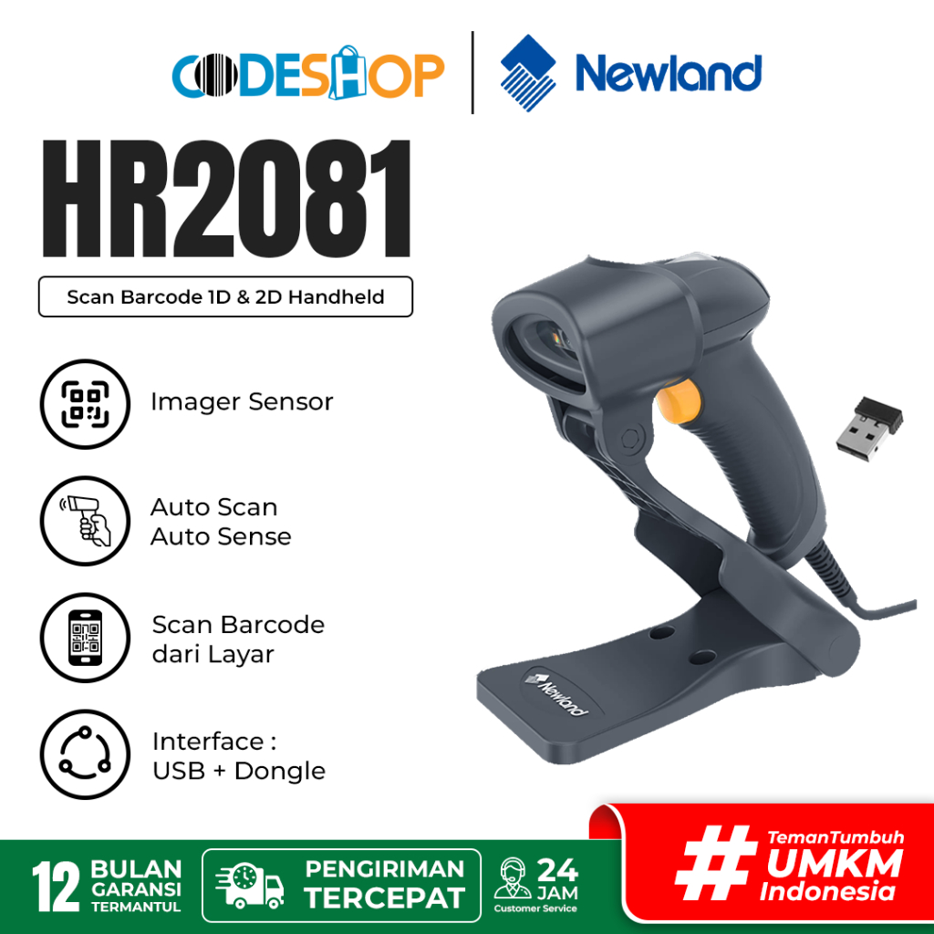 Jual Scanner Barcode Newland HR2081 USB Bluetooth ( 1D & 2D ) QR Code ...