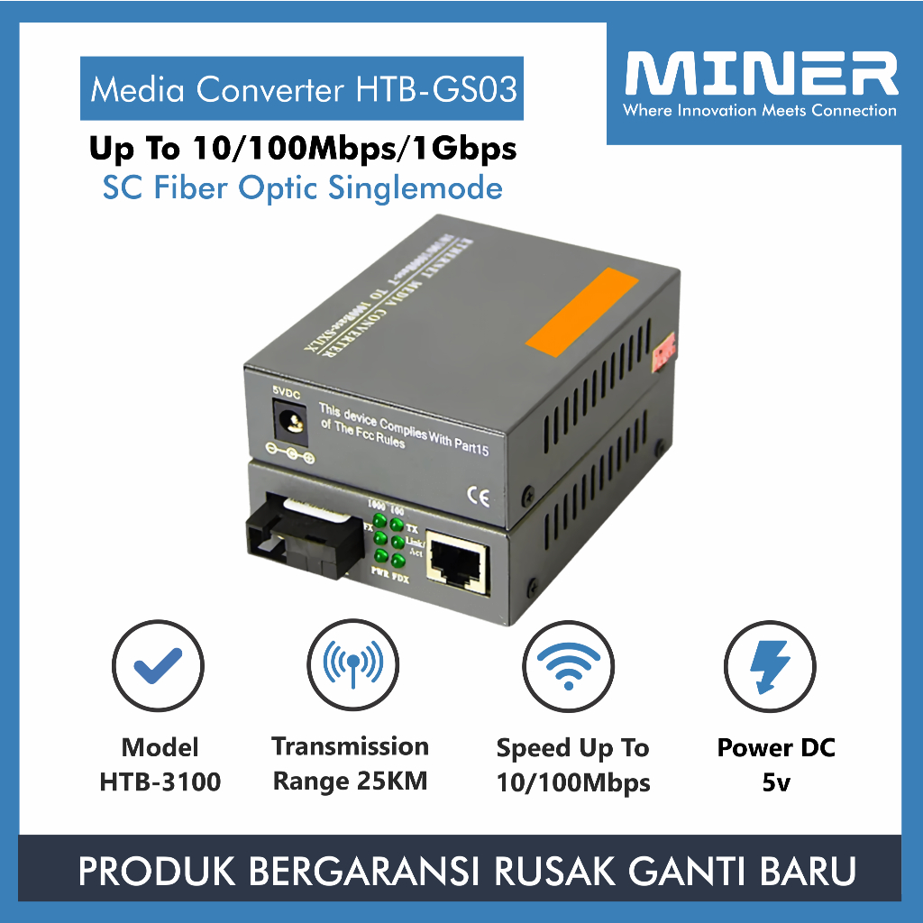 Jual MINER Media Converter Switch HTB-GS-03 Up To 10/100/1000Mbps ...