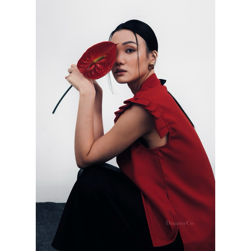 Jual Hae-In Top | Cheongsam Wanita Merah Maroon | Atasan Wanita | Top ...