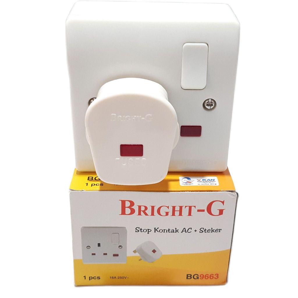 Jual BRIGHT-G Stop Kontak AC + Steker 1 Set Outbow Siap Pakai | Shopee ...