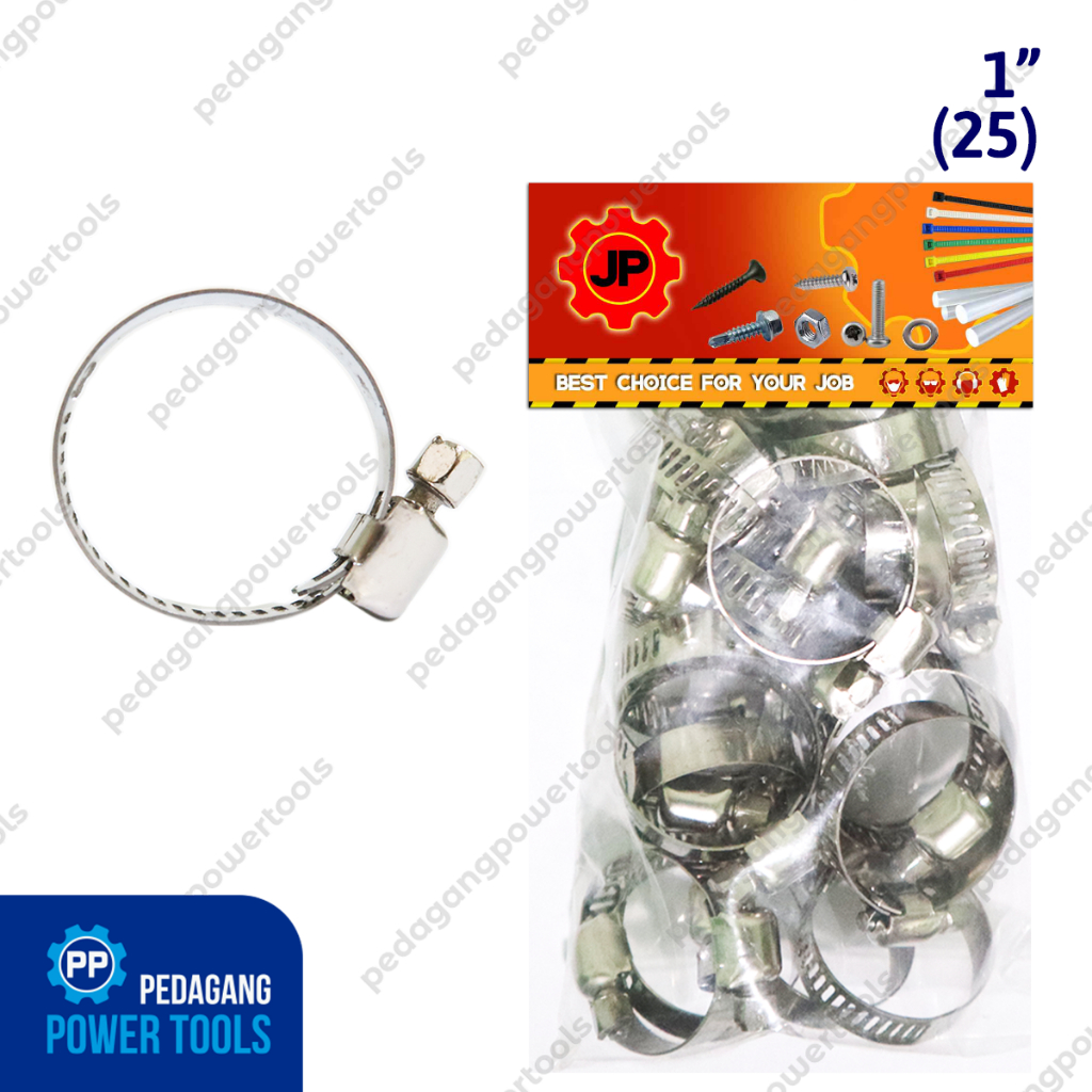 Jual JP 25 PCS KLEM SELANG 1" INCH STAINLESS STEEL HOSE CLIPS CLAMP ...