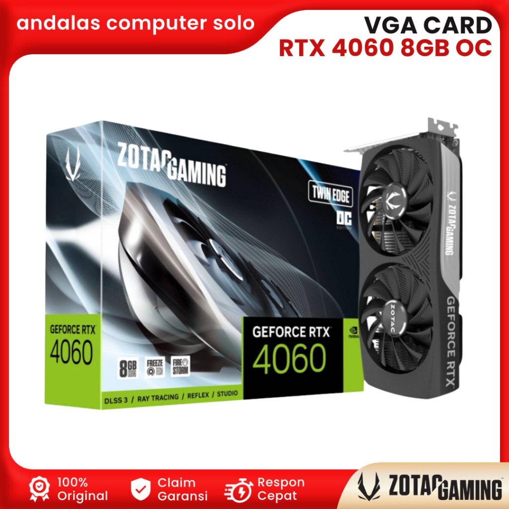 Jual VGA CARD ZOTAC GAMING GeForce RTX 4060 8GB Twin Edge OC VGA ...