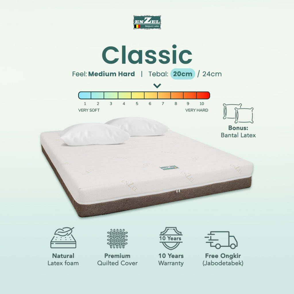 Jual ENZEL Kasur Full Latex Feel Medium Hard - Classic 20 cm | Shopee Indonesia