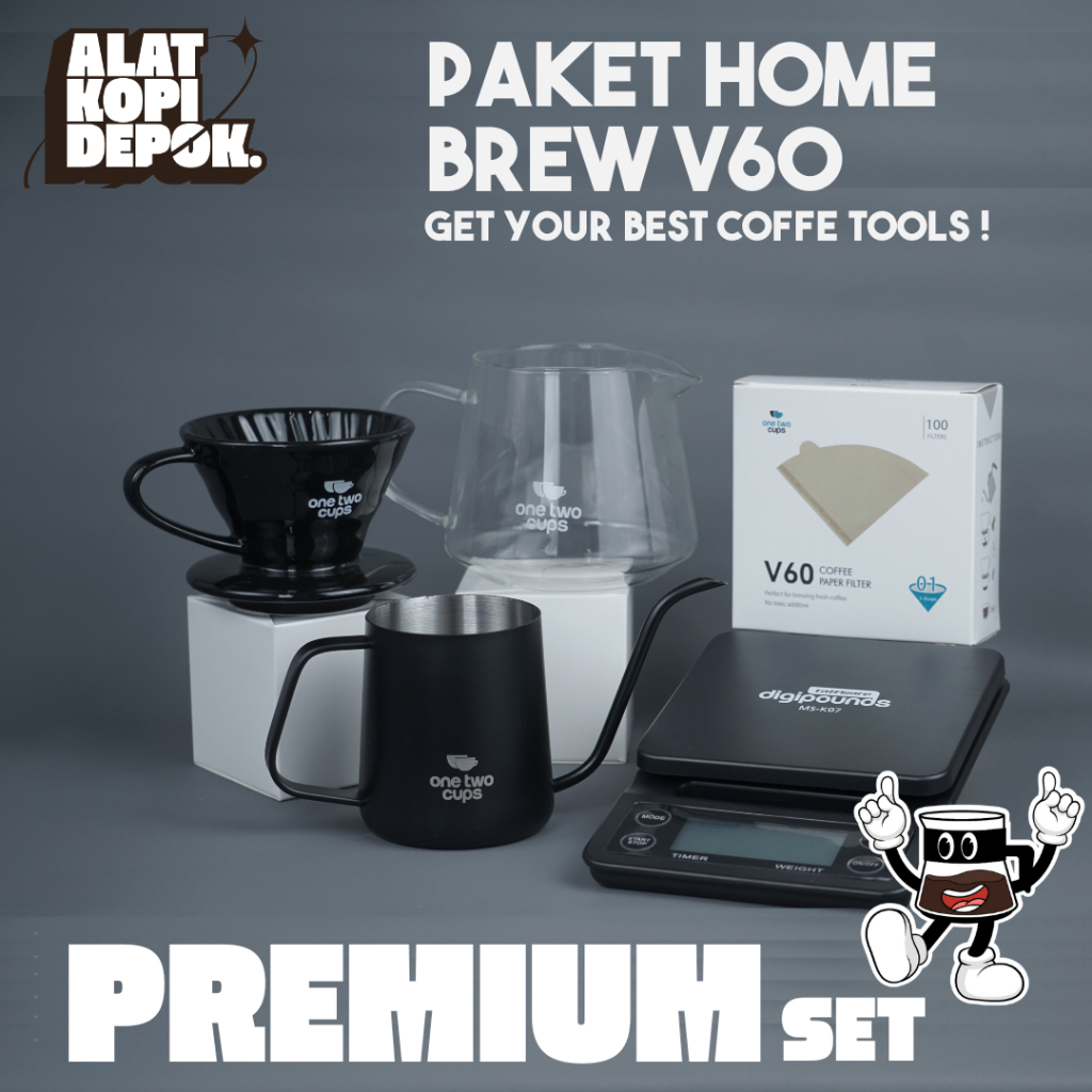 Jual Paket Alat Kopi V60 Manual Home Brew Set Dripper (Timbangan, Teko, Server, V60, Paper ...