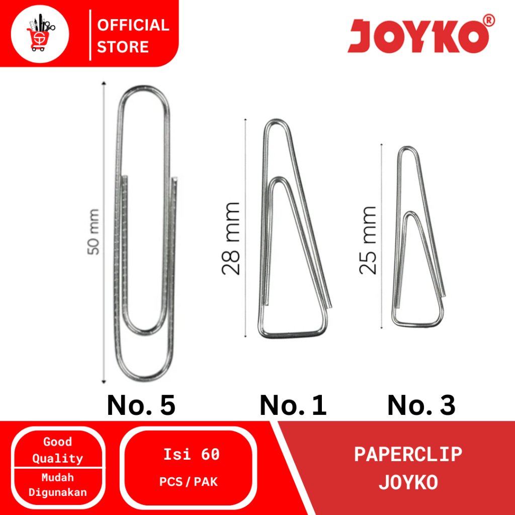 Jual Penjepit Kertas | Paper Clip | Paperclip Joyko No.1 / No. 3 / No.5 ...