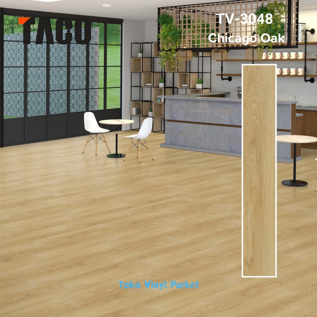 Jual lantai vinyl TACO tebal 3mm TV-3048 Chicago Oak vinil motif kayu ...