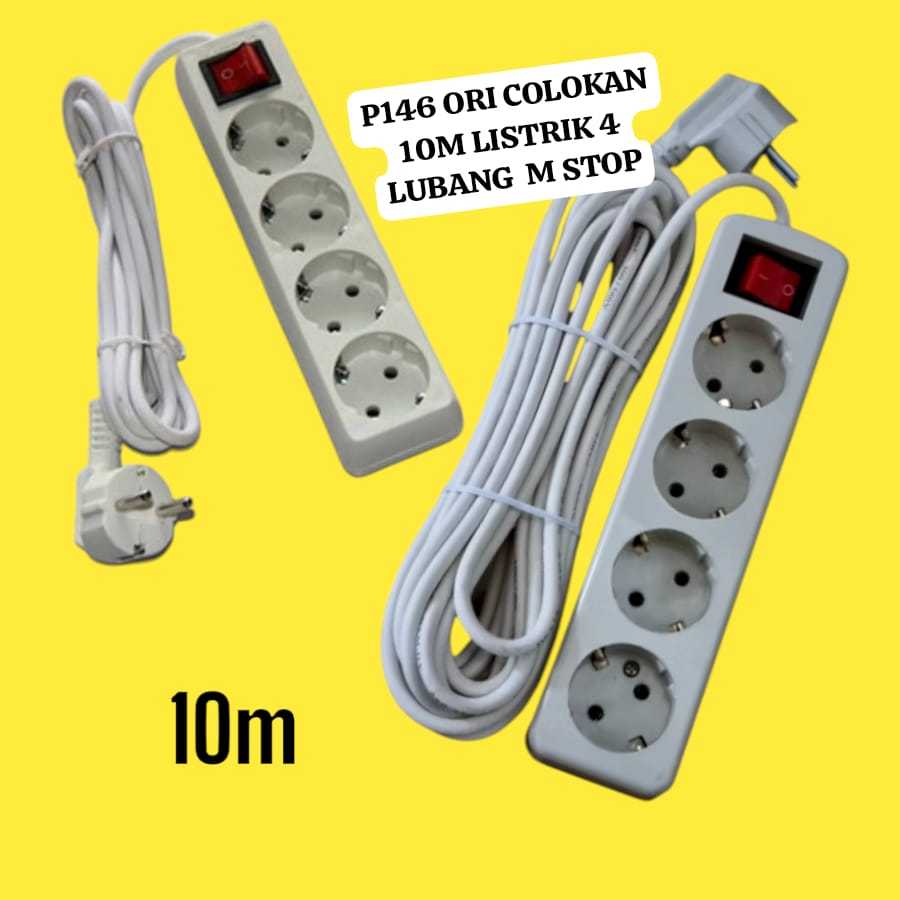 Jual P146 ORI COLOKAN 10M LISTRIK 4 LUBANG M STOP KONTAK LISTRIK SAKLAR ...