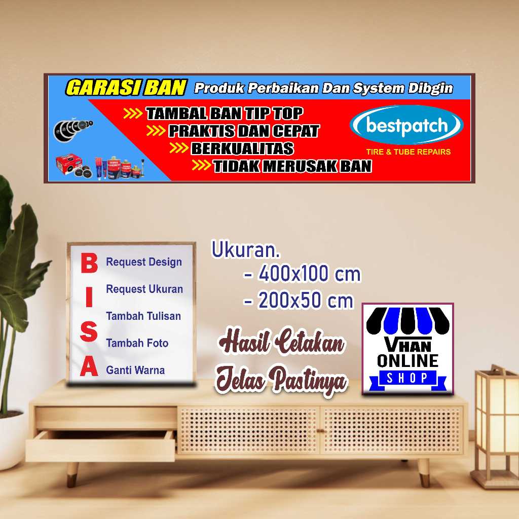 Jual Cetak Spanduk Banner Bengkel Ban Motor dan Mobil Keren | Shopee ...