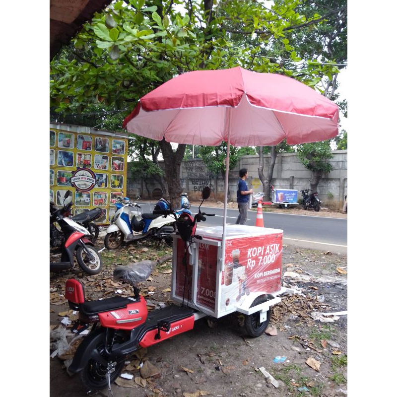 Jual gerobak kopi keliling sepeda listrik 2 pintu | Shopee Indonesia