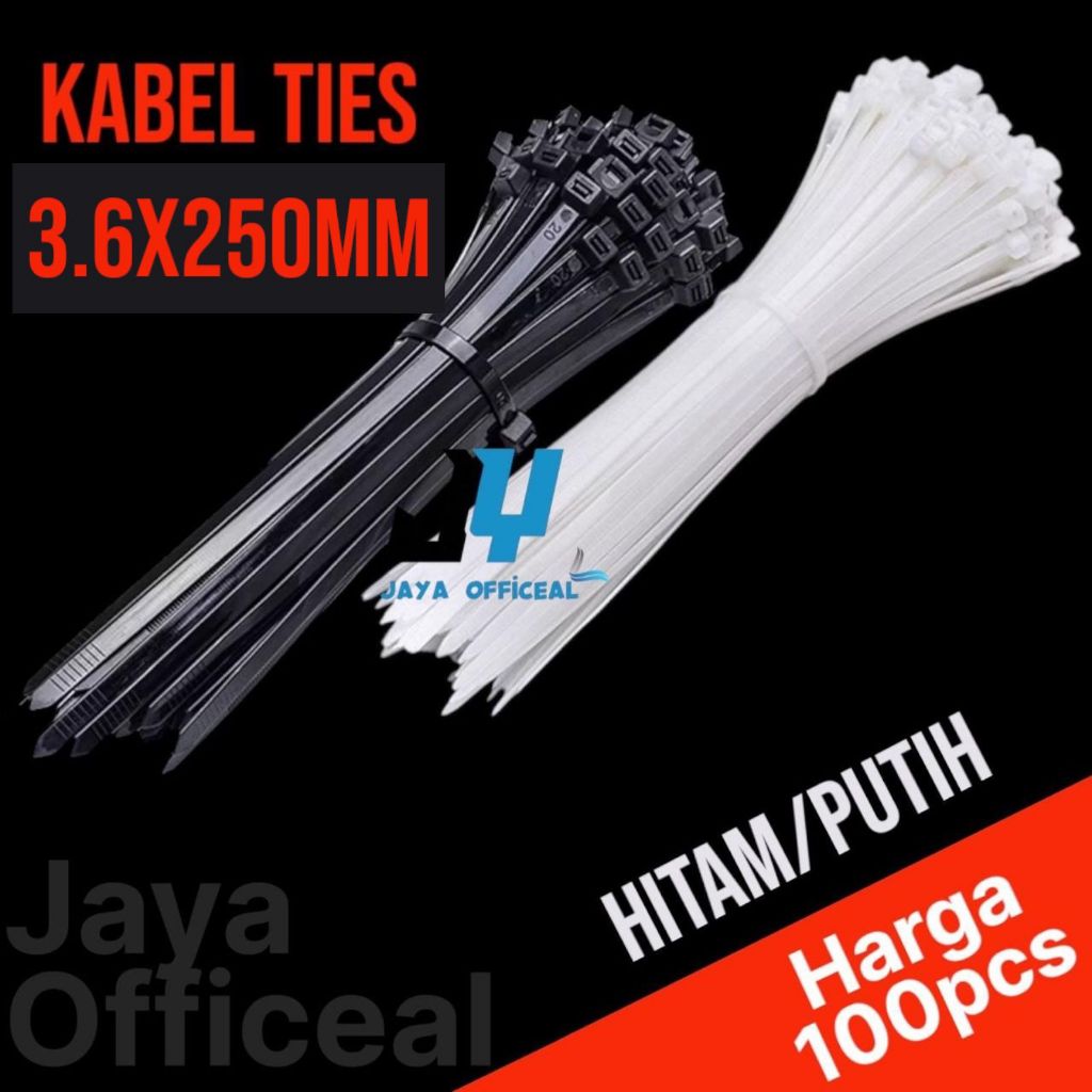 Jual kabel ties ukuran 3.6x250mm(25cm) cable tie 1 pack isi 100pcs | Shopee Indonesia