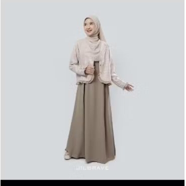 Jual REINA Dress by JILBRAVE Gamis Outer Tweed Premium Korean Feminine ...
