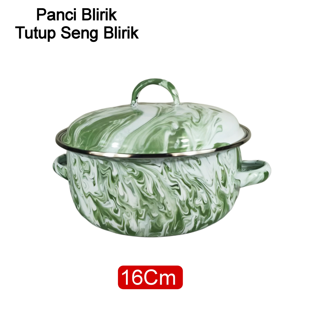 Jual A1 Panci Enamel Blirik Hijau Satuan Panci Burik Tutup Panci Jadul ...
