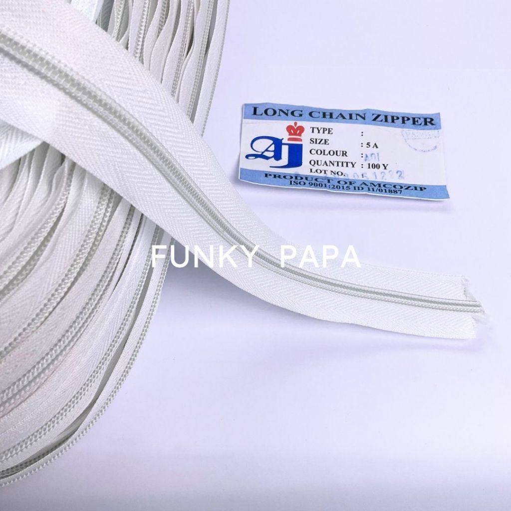 Jual Resleting Zipper Putih Meteran merk Aj | Shopee Indonesia