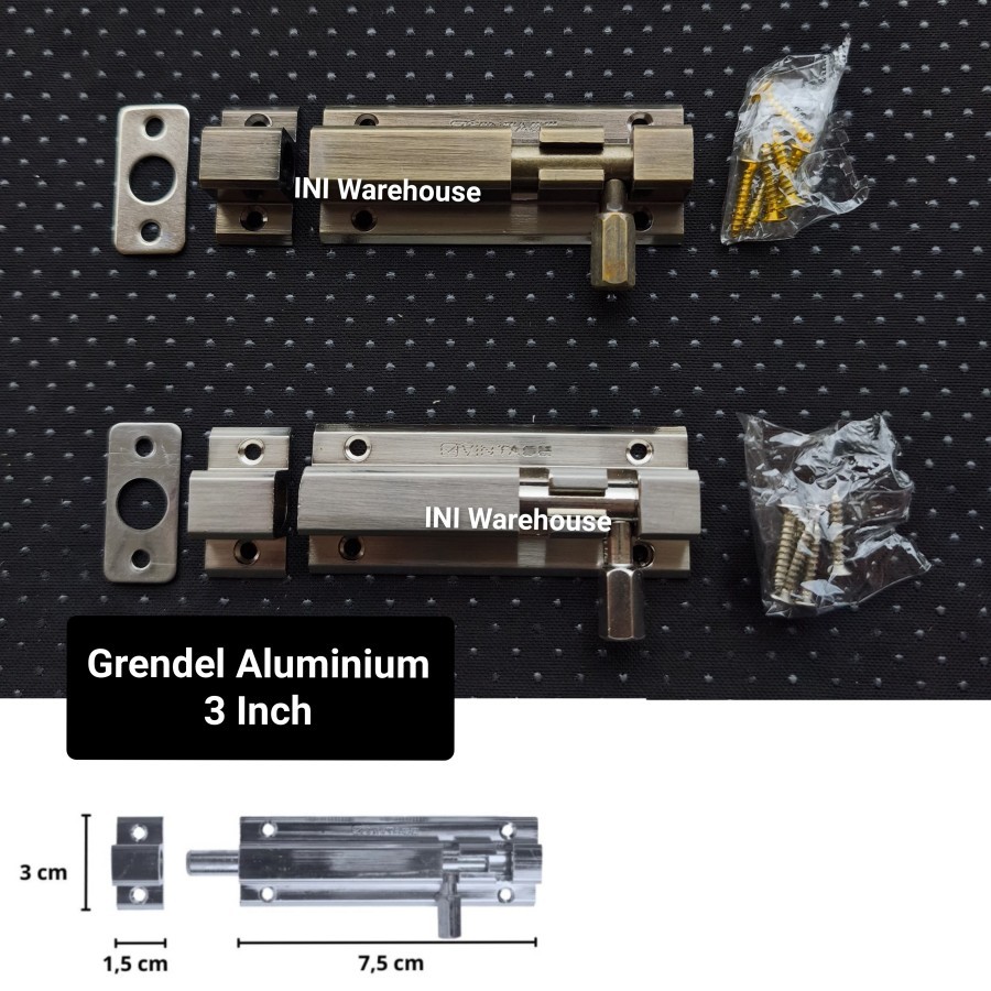 Jual Grendel Gerendel Aluminium Silver 3 Inch 3" untuk Pintu Lemari ...