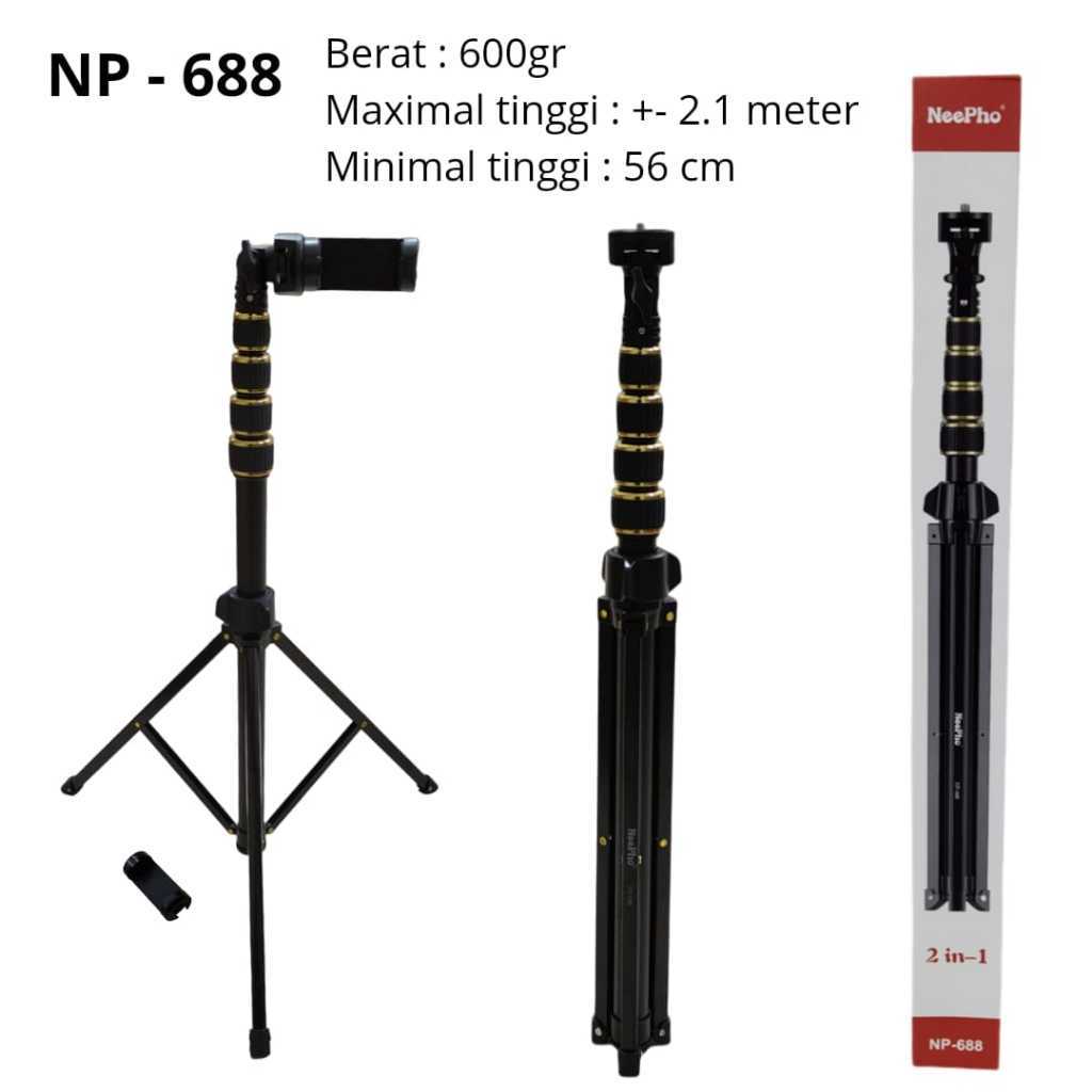 Jual Neepho 688 Tripod 2 Meter/ Tripod HP 2M - Tripod Kamera Free Holder Camera Foto Accessories ...