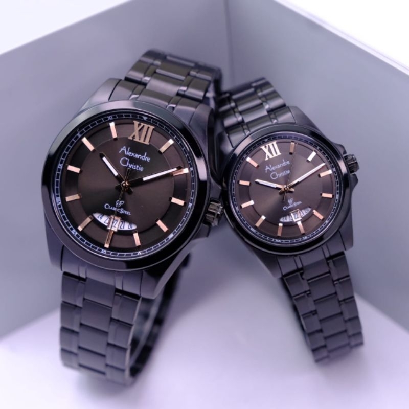 Jual Alexandre Christie ORIGINAL jam tangan couple AC8659 full black ...