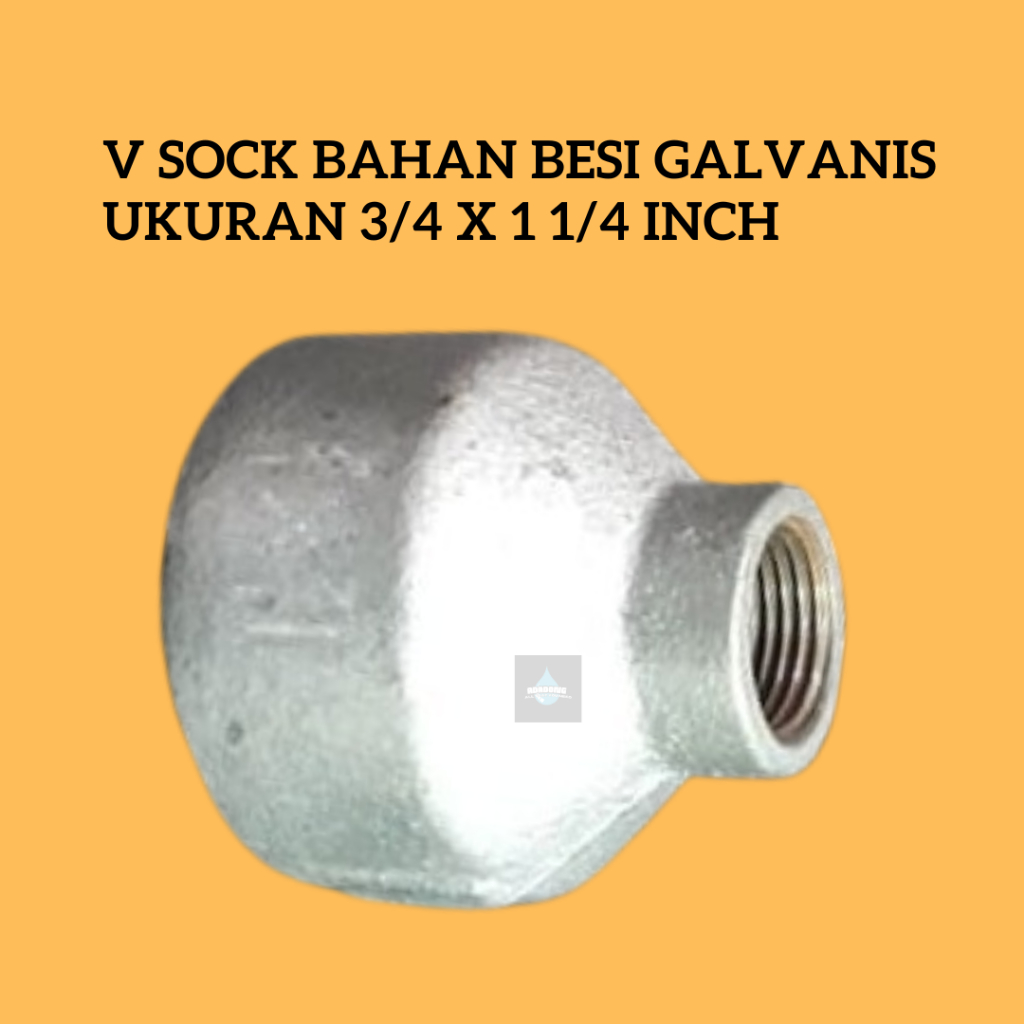 Jual Sambungan Pipa Ploksok V Sock Besi Galvanis Ukuran 3/4 X 11/4 Inch ...