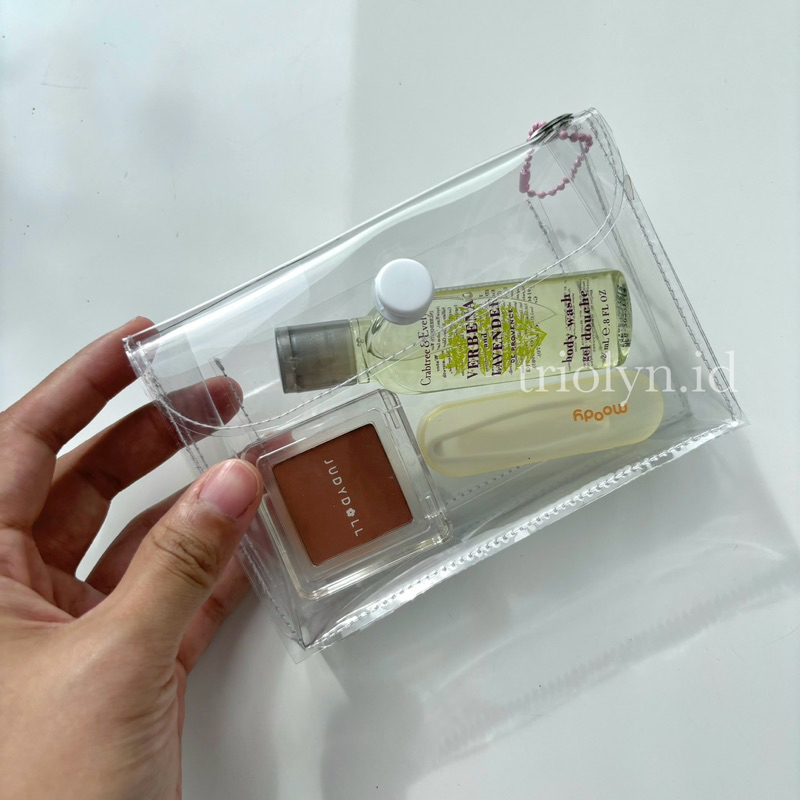 Jual pouch card holder clear transparent premium with keychain | Shopee ...
