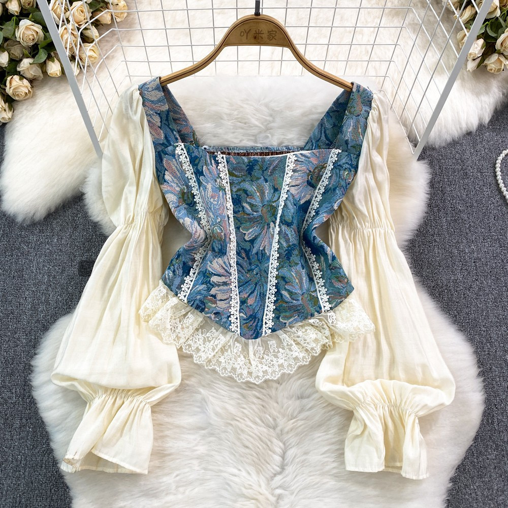 Jual [Hallyu] Vintage Atasan Wanita Blouse Variasi Renda Knit Premium ...