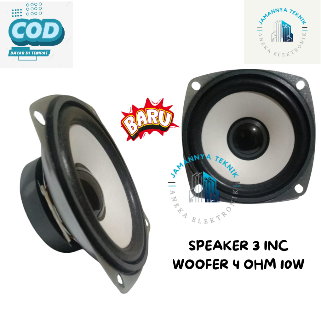 Jual SPEAKER 3 INC WOOFER HITAM PUTIH 4 OHM 10 WATT MINIATUR SOUND ...