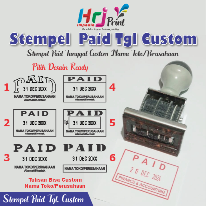 Jual Stempel Paid Tgl Custom Nama Toko/Perusahaan | Stempel paud tanggal | Stempel pad joyko ...