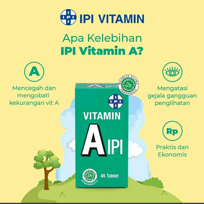 Jual Vitamin A IPI isi 45 tablet Vit Multivitamin Mineral Kesehatan Mata Daya Tahan Tubuh Body ...