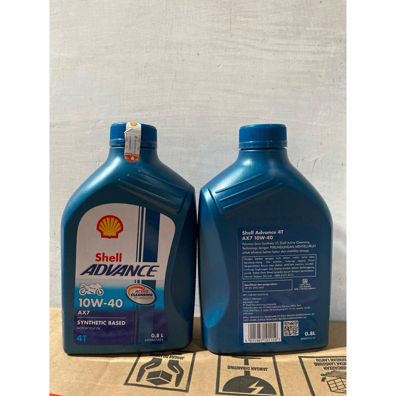Jual OLI SHELL ADVANCE AX7 10W-40 0.8L UNTUK SEGALA JENIS MOTOR MANUAL ...