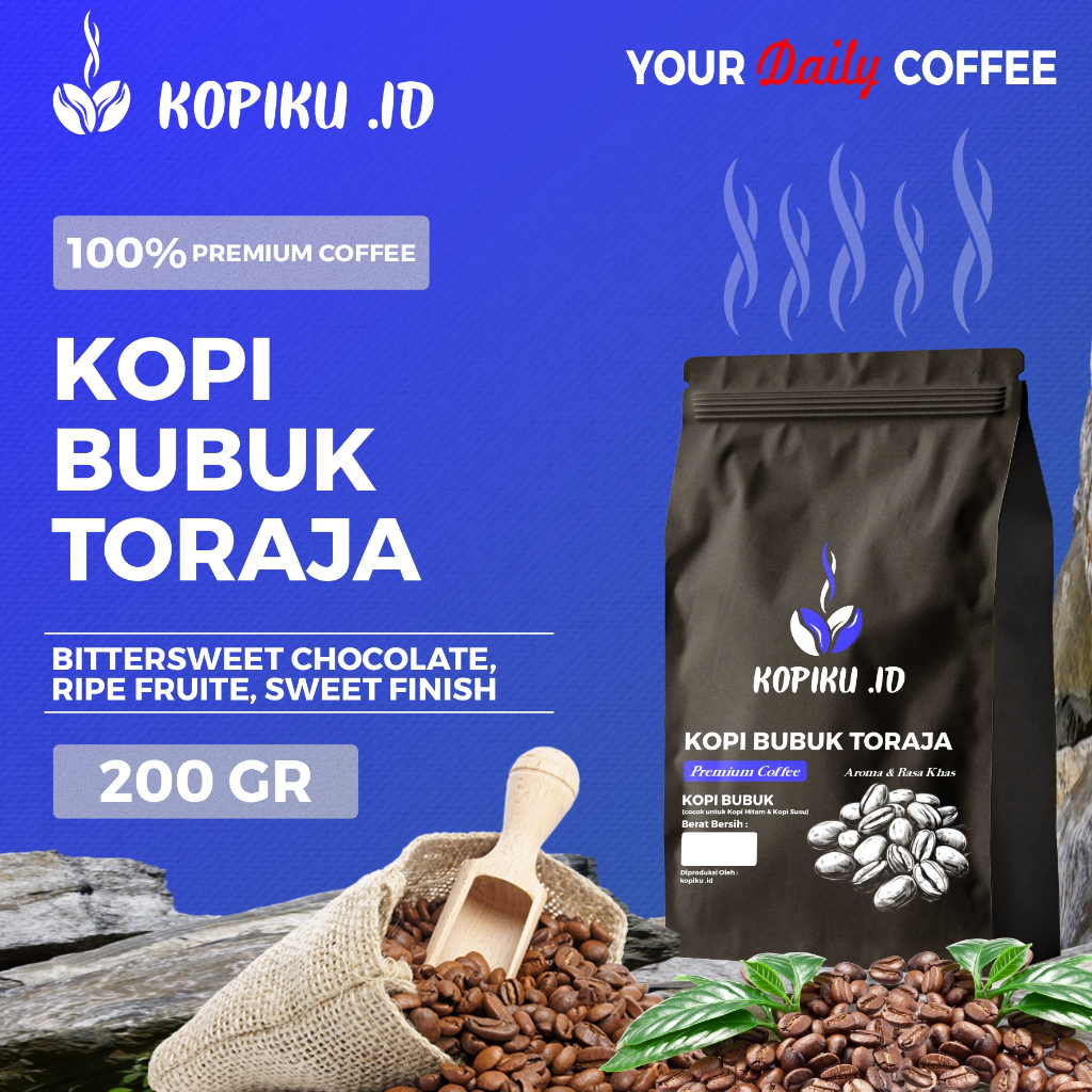 Jual Kopiku.id - Kopi Bubuk Toraja Kopi Premium 200 GR | Shopee Indonesia