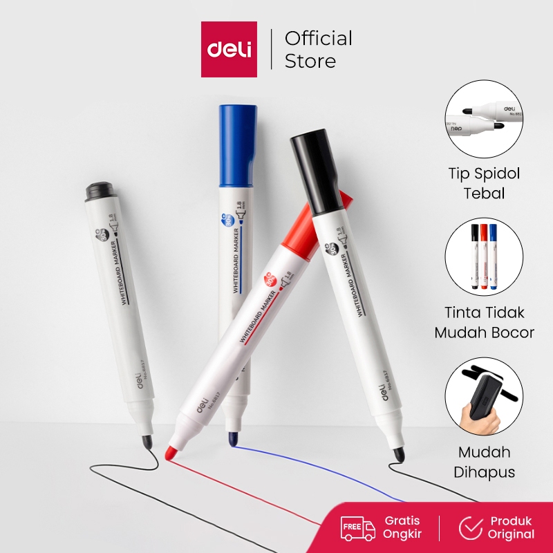Jual Deli Spidol Kering Biru/Merah/Hitam, Mudah Dihapus dan Tinta Tidak ...