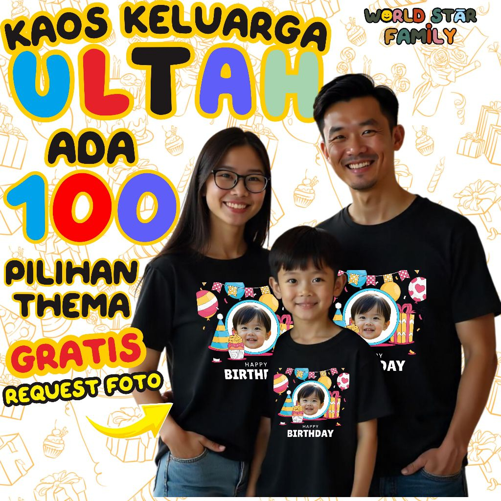 Jual WSF Kaos Ulang Tahun GRATIS REQUEST FOTO Anak Cowo Kaos Ultah Baju ...