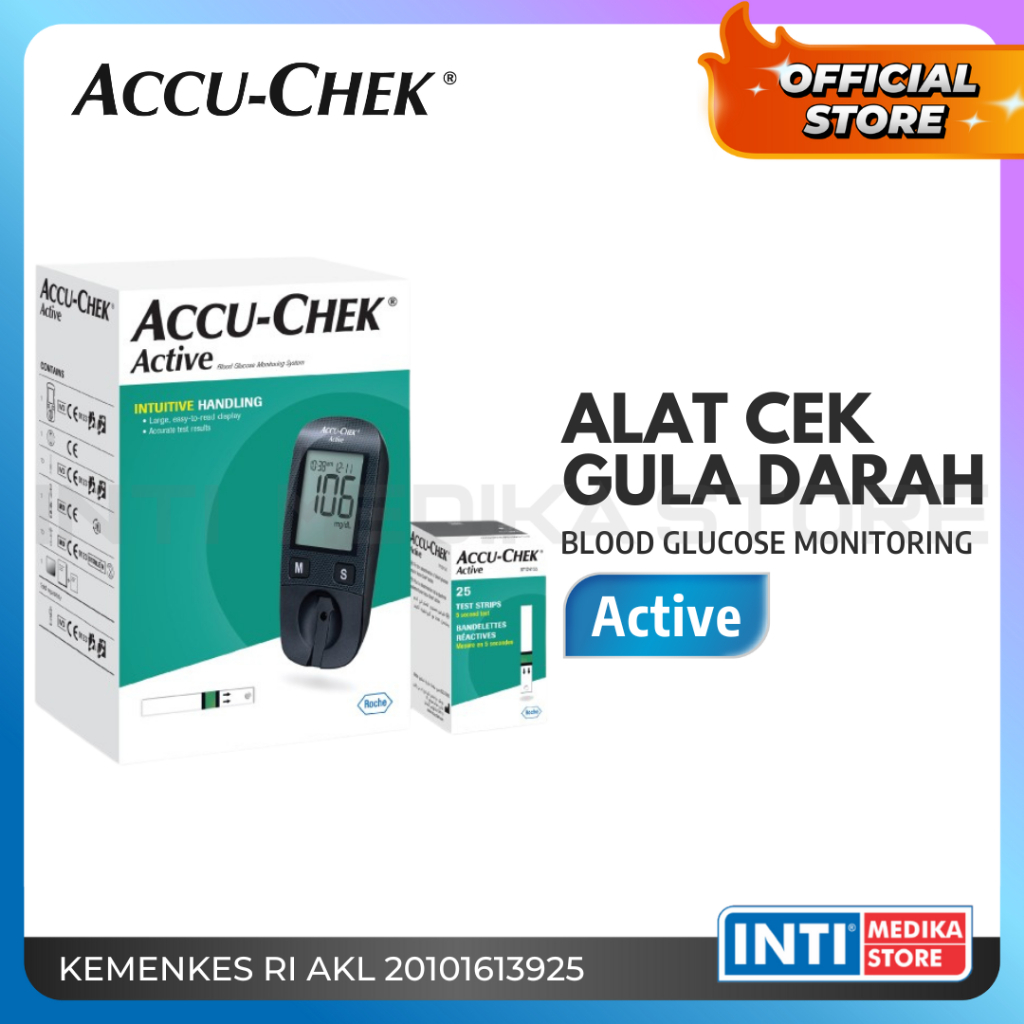 Jual ACCU CHEK - Alat Cek Gula Darah ACTIVE + Strip Test Isi 25 | Blood ...