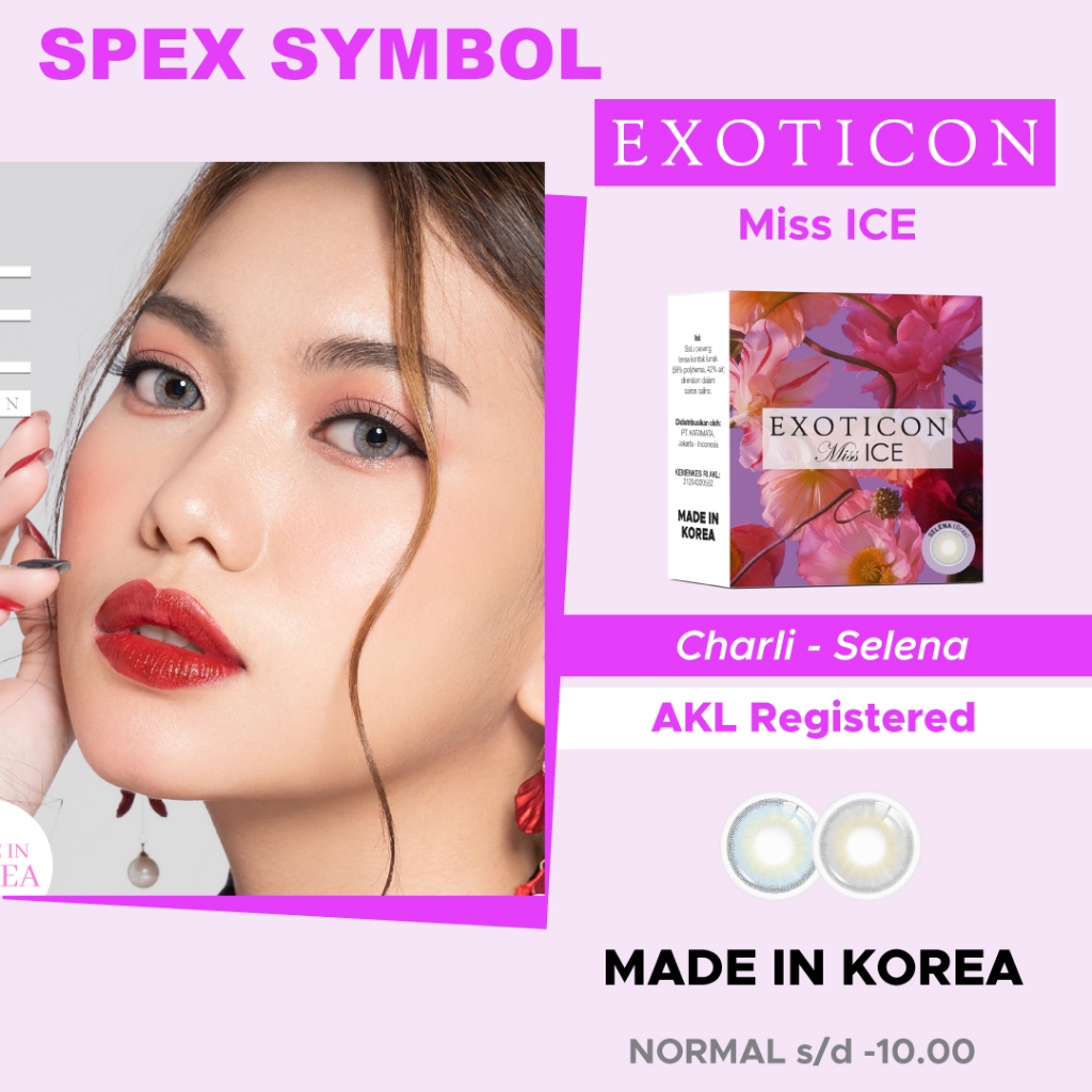 Jual Spex Symbol Softlens Miss Ice Selena (Grey) | Charli (Blue) By ...