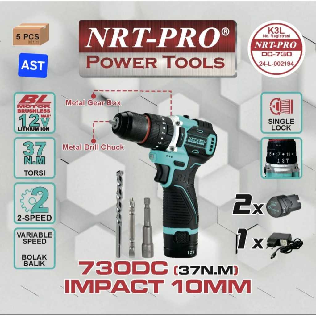 Jual NRT-PRO CORDLESS BRUSLESS SCREW DRILL HAMMER 730 DC - POWER TOOL ...