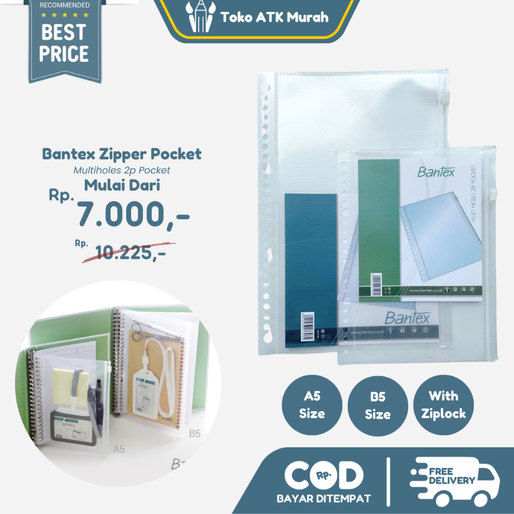 Jual Zipper Pocket A5 / B5 Bantex Multiholes A5 - 20 Holes #8072 / B5 ...
