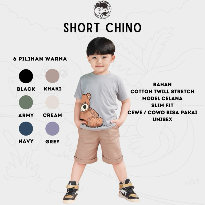 Jual Celana Anak Pendek Chino Laki-laki dan Perempuan Crocokids Short ...