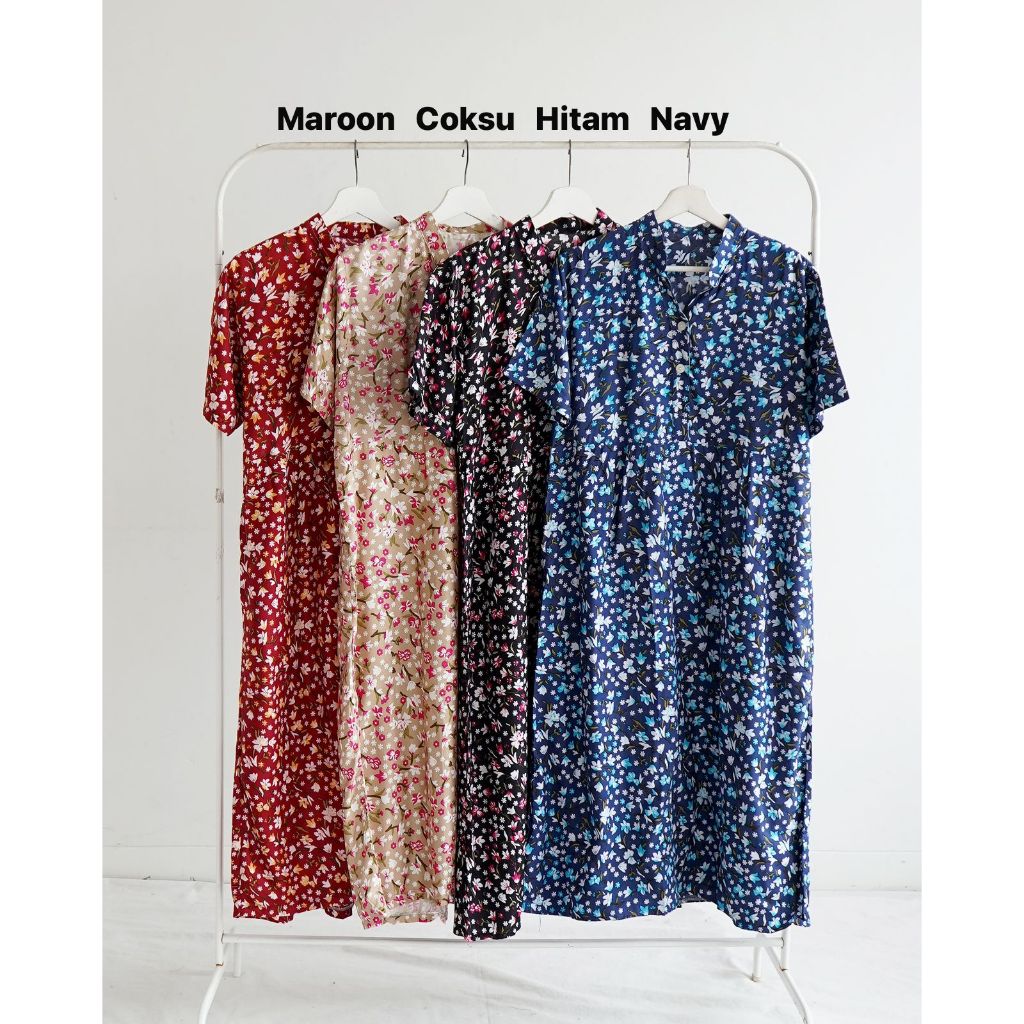 Jual Korea style dress lengan pendek Gaun midi a-line minimalis fashion ...