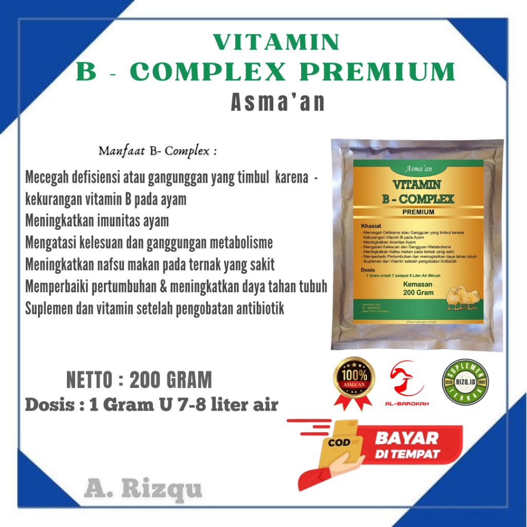 Jual VITAMIN B-COMPLEX PREMIUM - Obat ayam broiler - vitamin ayam ...