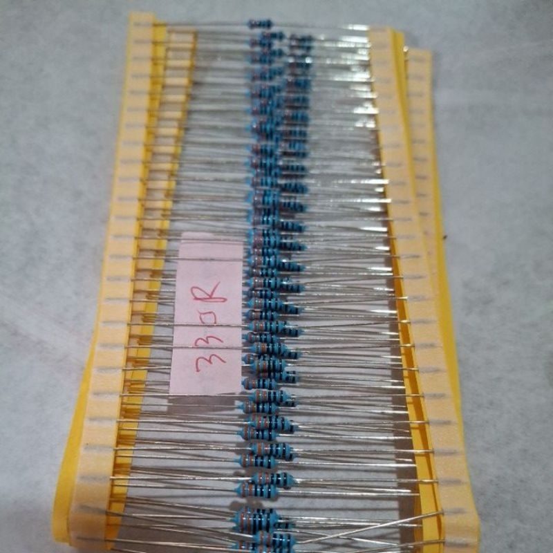 Jual 100 pcs resistor 1/4 watt 330 ohm R 1/4w 330R renteng KAKI TEMBAGA ...